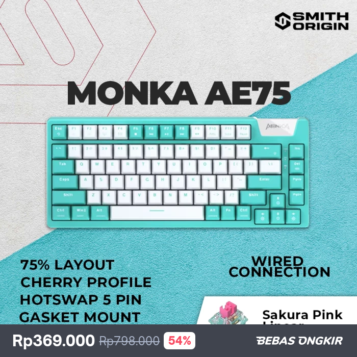 MONKA AE75 Wired Gasket Mechanical Keyboard - Blue-Sakurapink